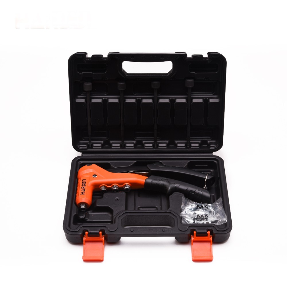 Remachadora de Tuercas HARDEN 9” M3-M6 con Estuche y Accesorios